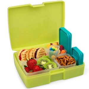 bentology bento lunch box set w/ 5 removable, leak proof containers, on-the-go meal, food prep & snack packing compartments - stackable, microwave safe nesting containers w lids, easy to clean & store