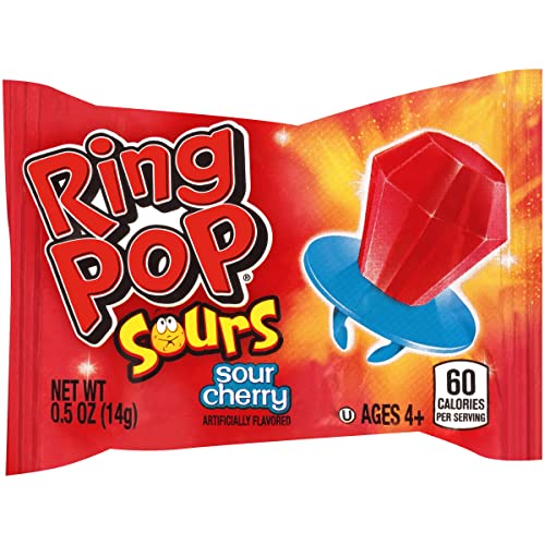 Ring Pop Sours Individually Wrapped Halloween Bulk Lollipop Variety Party Pack – 30 Count Lollipop Suckers W/ Assorted Flavors - Fun Candy For Halloween Candy Bowls, Parties & Trick Or Treating Bags