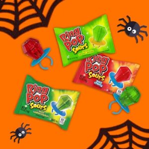 Ring Pop Sours Individually Wrapped Halloween Bulk Lollipop Variety Party Pack – 30 Count Lollipop Suckers W/ Assorted Flavors - Fun Candy For Halloween Candy Bowls, Parties & Trick Or Treating Bags