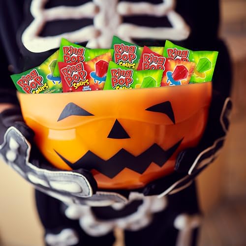 Ring Pop Sours Individually Wrapped Halloween Bulk Lollipop Variety Party Pack – 30 Count Lollipop Suckers W/ Assorted Flavors - Fun Candy For Halloween Candy Bowls, Parties & Trick Or Treating Bags