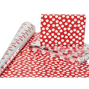 American Greetings 80 sq. ft. Reversible Christmas Foil Wrapping Paper Bundle, Red, Black and Silver, Candy Cane Stripe, Snowmen and Santa Belt (4 Rolls 30 in. x 8 ft.)