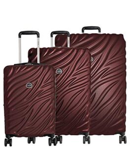 delsey paris alexis lightweight luggage 3 pc set, expandable spinner double wheel hardshell suitcases with tsa lock