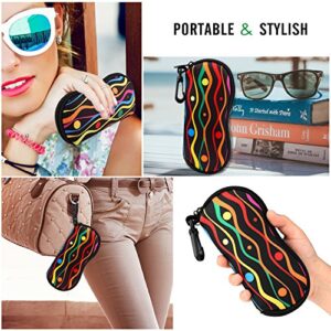 MoKo Sunglasses Soft Case Ultra Light Neoprene Zipper Eyeglass Case with Clip, Zigzag Stripe