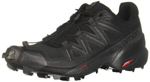 salomon speedcross 5 trail running shoes for women, black/black/phantom, 7.5