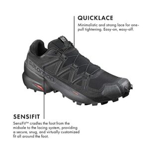 Salomon Speedcross 5 Trail Running Shoes for Men, Black/Black/Phantom, 11