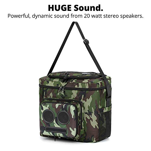 Super Real Business The #1 Cooler with Speakers on Amazon. 20-Watt Bluetooth Speakers for Parties/Festivals/Boat/Beach. Rechargeable, Works with iPhone & Android (Camo, 2023 Edition)