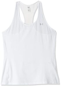 under armour women's heatgear armour racer tank , white (100)/metallic silver , small