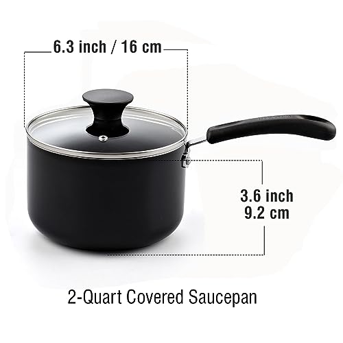 Cook N Home Nonstick Saucepan, 2 quart, Black