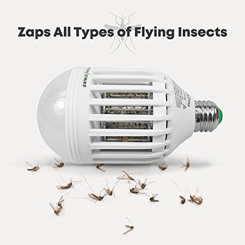 GREENSTRIKE LED Zapping Light Bulb | 2 in 1 Mosquito Led Zapper and Light Bulb | Lamp-Led Electronic Insect & Fly Zapper | Keeps Bugs Away | Attracts & Zaps All Type of Insects | Universal Fit