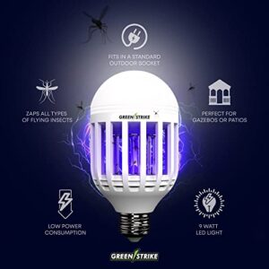 GREENSTRIKE LED Zapping Light Bulb | 2 in 1 Mosquito Led Zapper and Light Bulb | Lamp-Led Electronic Insect & Fly Zapper | Keeps Bugs Away | Attracts & Zaps All Type of Insects | Universal Fit