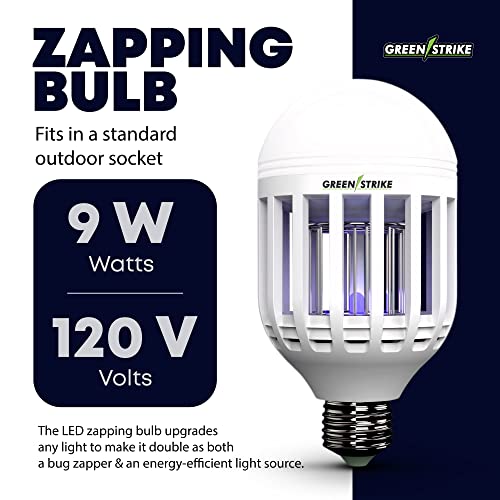 GREENSTRIKE LED Zapping Light Bulb | 2 in 1 Mosquito Led Zapper and Light Bulb | Lamp-Led Electronic Insect & Fly Zapper | Keeps Bugs Away | Attracts & Zaps All Type of Insects | Universal Fit