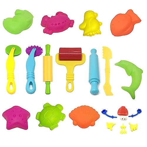 Play Dough Tool Set for Kids Various Shape Playdough Cutters with Animal molds Clay Modelling Tool kit Dough Rollers for Kids Age 3+