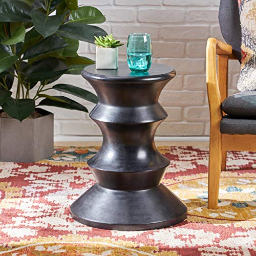 Christopher Knight Home Alfreda Indoor 22" Light-Weight Concrete Side Table, Black