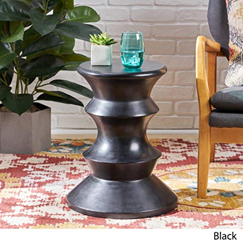 Christopher Knight Home Alfreda Indoor 22" Light-Weight Concrete Side Table, Black