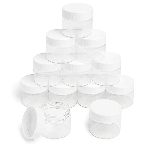 MHO Containers | Clear Refillable PET Containers, White Screw-On Lid, BPA/Paraben Free - 3.5 fl oz (104mL) - Set of 12