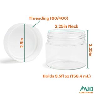 MHO Containers | Clear Refillable PET Containers, White Screw-On Lid, BPA/Paraben Free - 3.5 fl oz (104mL) - Set of 12