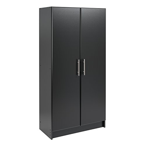 Prepac Elite Functional Tall Shop Cabinet with Adjustable Shelves, Simplistic Freestanding 2-Door Garage Cabinet 16" D x 32" W x 65" H, Black, BES-3264