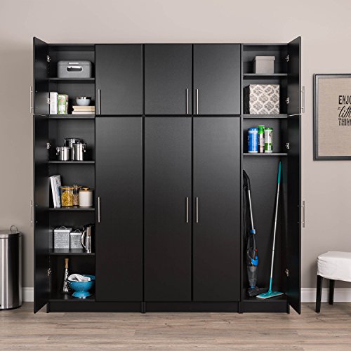 Prepac Elite Functional Tall Shop Cabinet with Adjustable Shelves, Simplistic Freestanding 2-Door Garage Cabinet 16" D x 32" W x 65" H, Black, BES-3264