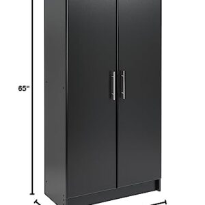 Prepac Elite Functional Tall Shop Cabinet with Adjustable Shelves, Simplistic Freestanding 2-Door Garage Cabinet 16" D x 32" W x 65" H, Black, BES-3264