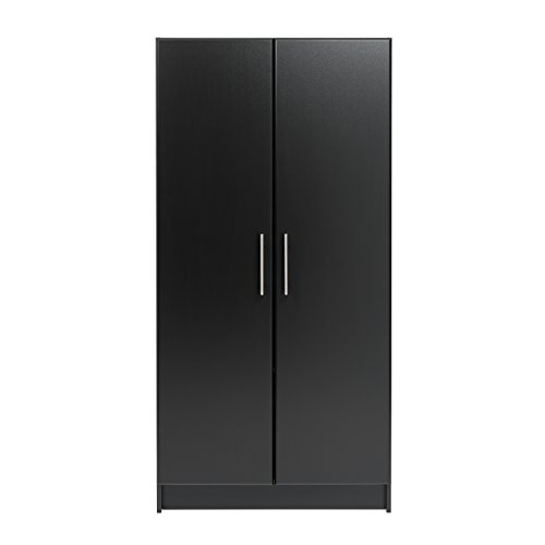 Prepac Elite Functional Tall Shop Cabinet with Adjustable Shelves, Simplistic Freestanding 2-Door Garage Cabinet 16" D x 32" W x 65" H, Black, BES-3264