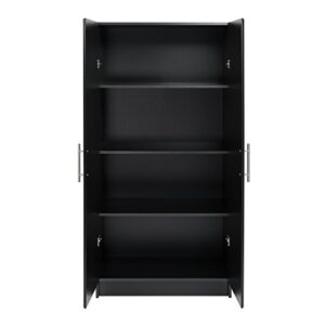 Prepac Elite Functional Tall Shop Cabinet with Adjustable Shelves, Simplistic Freestanding 2-Door Garage Cabinet 16" D x 32" W x 65" H, Black, BES-3264