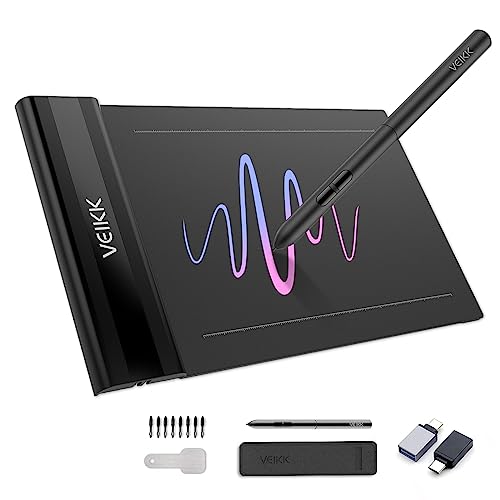 Drawing Tablet,VEIKK S640 Digital Graphics Tablet, 6x4 Inch Ultra-Thin Portable OSU! Tablet, Battery-Free Stylus for OSU! Game and Teaching Online Classes,Support Windows Mac Linux Chrome Android OS