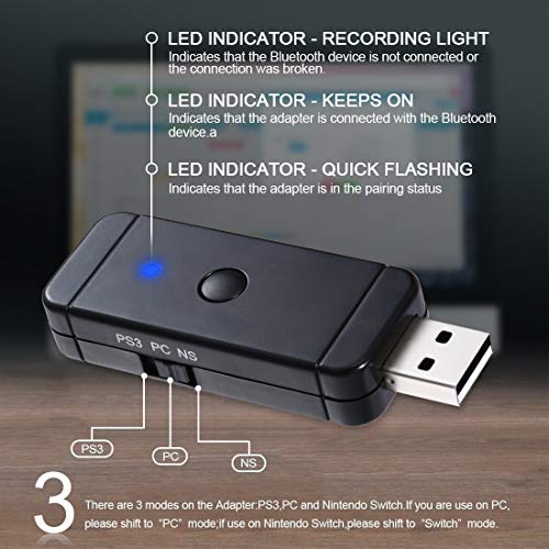 Skywin Wireless Controller Adapter - Converter Allows for use of PS3/PS4/XBOX Controllers