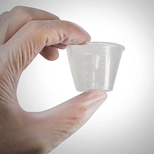 Small Plastic Disposable Medicine Cups: 1 Ounce Measuring/Mixing Cups with Graduated ML, Dram, CC, TBSP & FL OZ Measurement Markings for Pill, Epoxy, Resin & Liquid/Powder Medication - 300 Cup Set