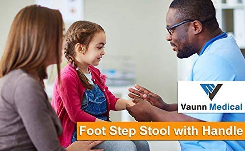 Vaunn Medical Foot Step Stool with Handle and Anti Skid Rubber Platform, Lightweight and Sturdy Stool for Children, Adults and Seniors, Chrome