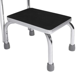 Vaunn Medical Foot Step Stool with Handle and Anti Skid Rubber Platform, Lightweight and Sturdy Stool for Children, Adults and Seniors, Chrome