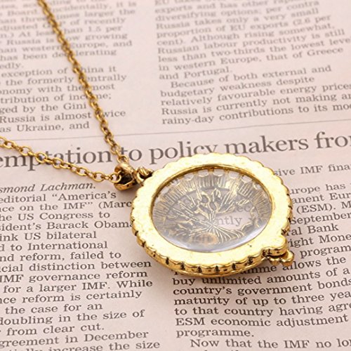 Sherry Magnifiers 5X Antique Hanging Magnifier Hollow Out Necklace Pendant Map Reading Magnifying Glass (Gold 02)