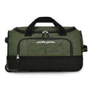 pacific gear wheeled rolling duffel bag, durable design, telescoping handle, multiple compartments, tie-down capabilities