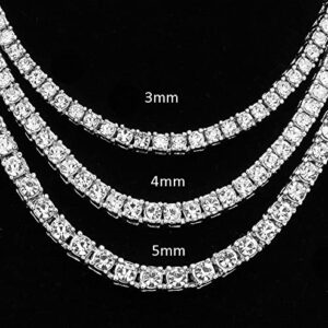 HH BLING EMPIRE Silver Gold Iced Out Diamond Tennis chain for Men, Rhinestone Diamond Tennis Necklaces for Women, 5mm Fake Diamond Necklace Chains (5mm-Silver-16)