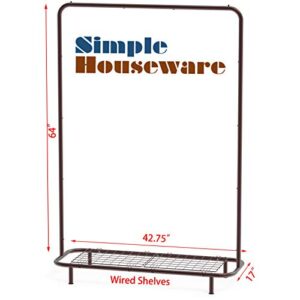 Simple Houseware Clothing Rack with Industrial Pipe and Bottom Shelves, Bronze