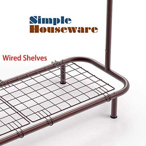 Simple Houseware Clothing Rack with Industrial Pipe and Bottom Shelves, Bronze