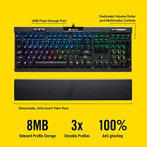 Corsair K70 RGB MK.2 Rapidfire Mechanical Gaming Keyboard - USB Passthrough & Media Controls - Fastest & Linear - Cherry MX Speed - RGB LED Backlit