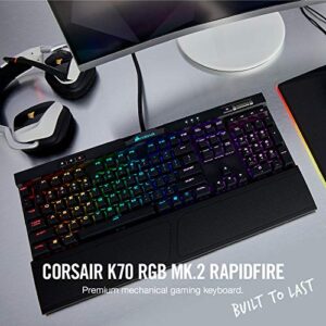 Corsair K70 RGB MK.2 Rapidfire Mechanical Gaming Keyboard - USB Passthrough & Media Controls - Fastest & Linear - Cherry MX Speed - RGB LED Backlit