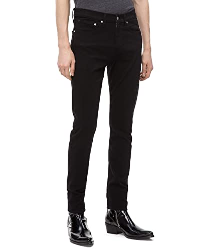 Calvin Klein Men Skinny Fit Jeans, Black, 32W x 30L