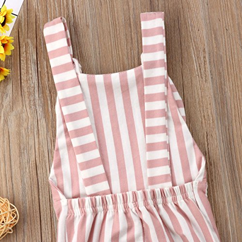 Toddler Baby Girl Stripes Bell-Bottom Jumpsuit Romper Overalls Long Pants Outfits (4-5 Years, Brown Pink)