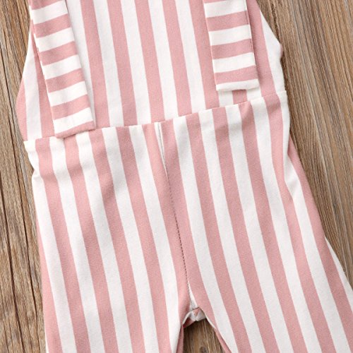 Toddler Baby Girl Stripes Bell-Bottom Jumpsuit Romper Overalls Long Pants Outfits (4-5 Years, Brown Pink)