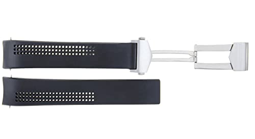 Ewatchparts 22MM RUBBER BAND STRAP COMPATIBLE WITH TAG HEUER CARRERA CALIBRE 5 16 17 WATCH BLACK