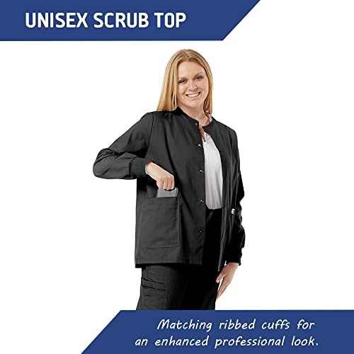 SPECTRUM UNIFORMS Scrub Jackets Doctor Lab Coat -Crew Neck Tops Unisex Soft Fabric Ideal | Medical Professionals, Hospital and Lab Work Wear Black