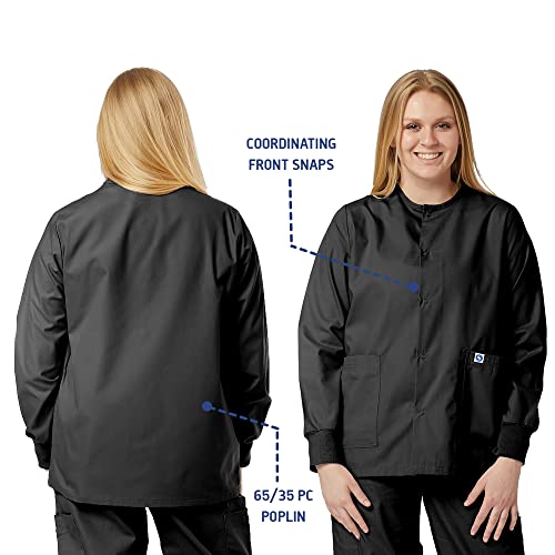 SPECTRUM UNIFORMS Scrub Jackets Doctor Lab Coat -Crew Neck Tops Unisex Soft Fabric Ideal | Medical Professionals, Hospital and Lab Work Wear Black