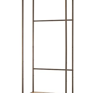 TRINITY Garment Rack with Bamboo Shelves for Clothing Storage, Closet Organization for Home, Apartment, Bedroom, Dorm Room and More, Modular Design, Bronze Poles, 30” W x 20” D x 72” H