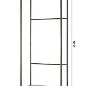 TRINITY Garment Rack with Bamboo Shelves for Clothing Storage, Closet Organization for Home, Apartment, Bedroom, Dorm Room and More, Modular Design, Bronze Poles, 30” W x 20” D x 72” H