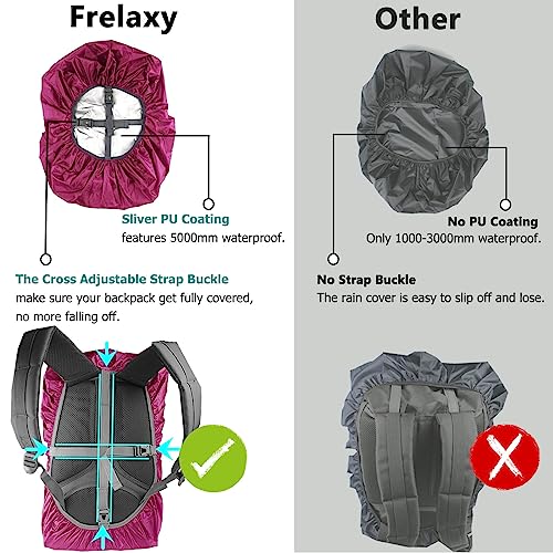 Frelaxy Waterproof Backpack Rain Cover, Upgraded Triple Waterproofing, Antislip Cross Buckle Strap (Fuchsia, L (for 35L-50L Backpack))