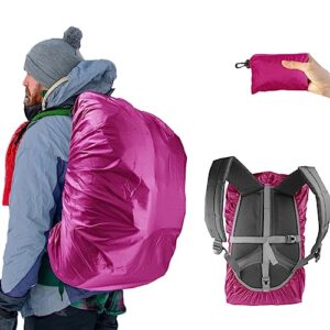 Frelaxy Waterproof Backpack Rain Cover, Upgraded Triple Waterproofing, Antislip Cross Buckle Strap (Fuchsia, L (for 35L-50L Backpack))