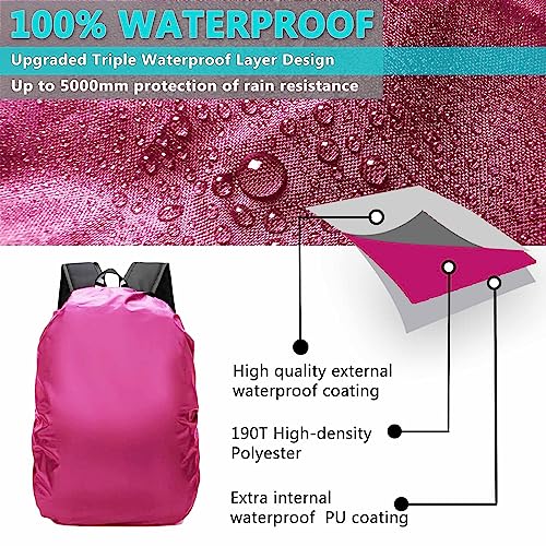 Frelaxy Waterproof Backpack Rain Cover, Upgraded Triple Waterproofing, Antislip Cross Buckle Strap (Fuchsia, L (for 35L-50L Backpack))