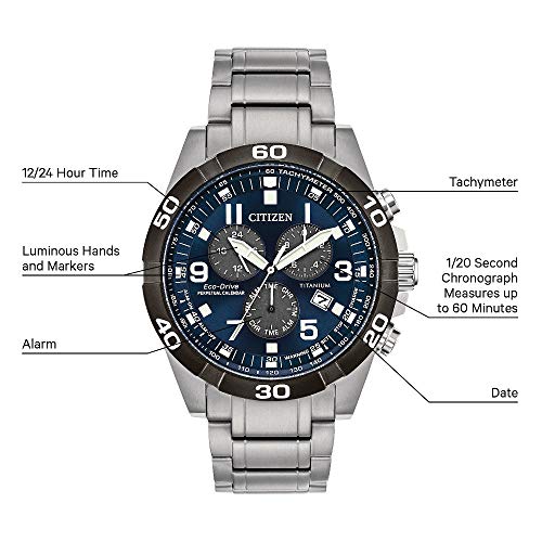 Citizen Men's Eco-Drive Sport Casual Brycen Chronograph Watch, Super Titanium™, Perpetual Calendar, Tachymeter 12/24 Hour Time, Alarm, Date