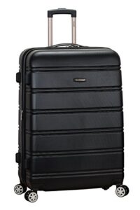 rockland melbourne hardside expandable spinner wheel luggage, black, checked-large 28-inch